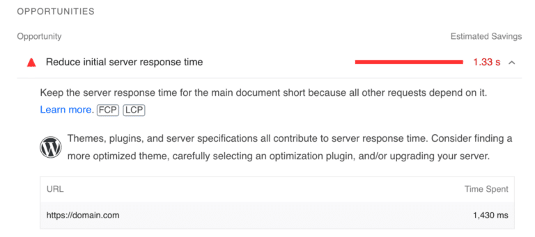 How to fix the "Reduce initial server response time" warning (TTFB)